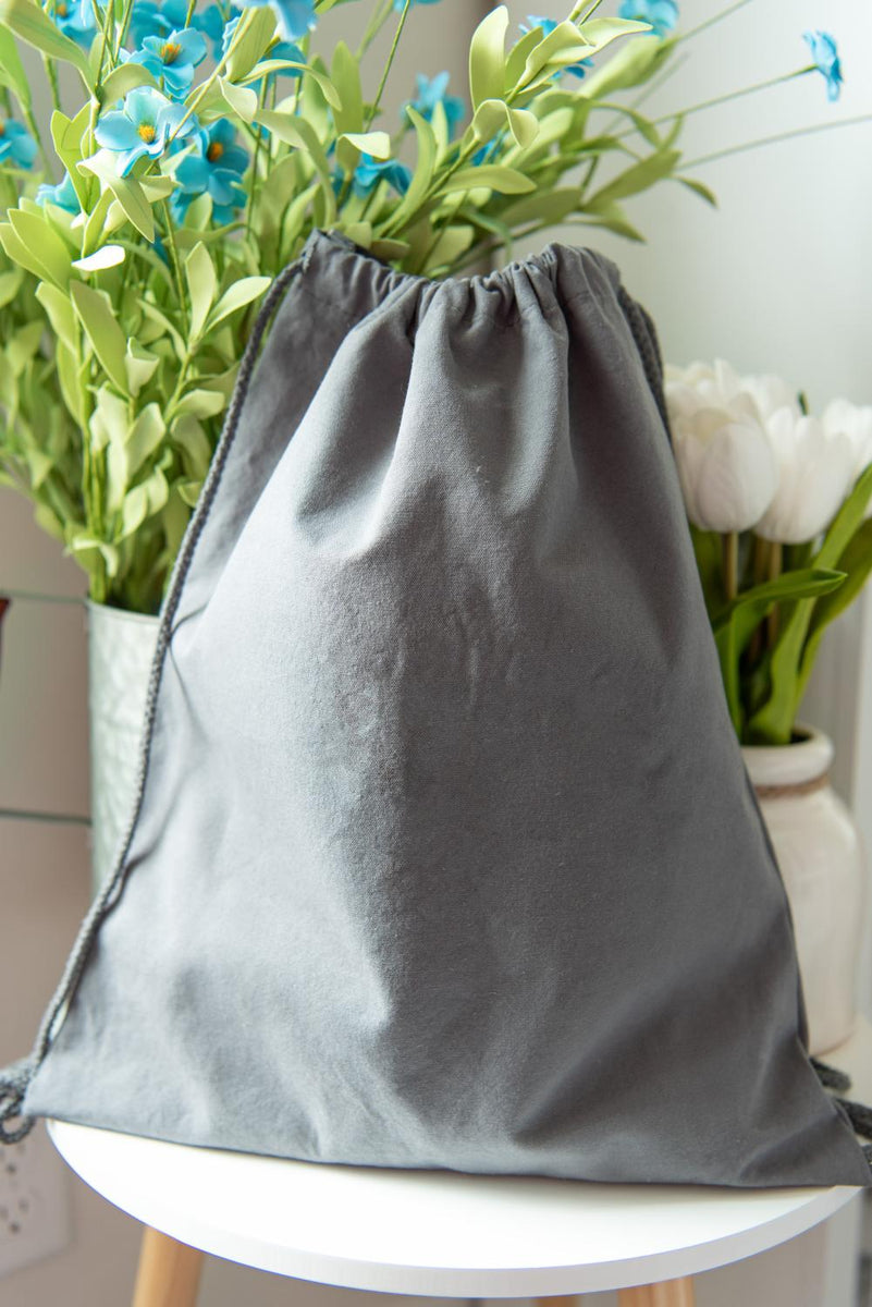 Canvas Cinch Backpack, Charcoal – Material Girls Quilt Boutique