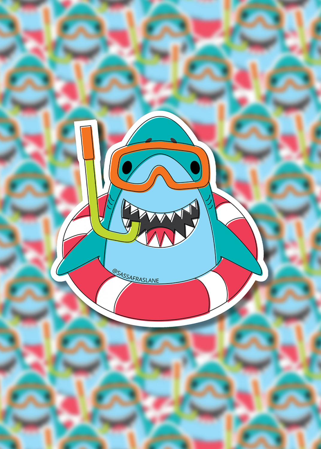 Snorkeling Shark Sticker – Material Girls Quilt Boutique